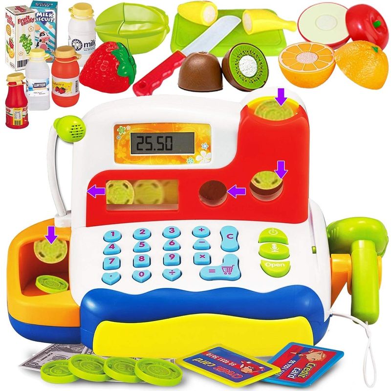 FUNERICA Toy Cash Register with Scanner, Microphone, and Interactive ...