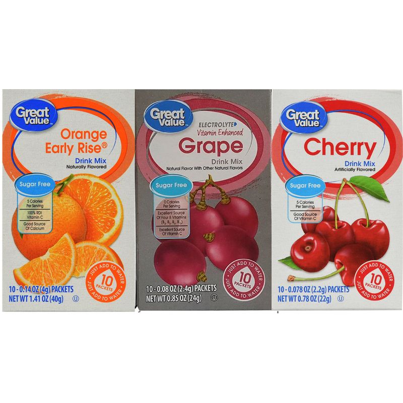 Great Value Low Calorie Sugar-Free Drink Mixes Variety Fruit Flavor 3 ...