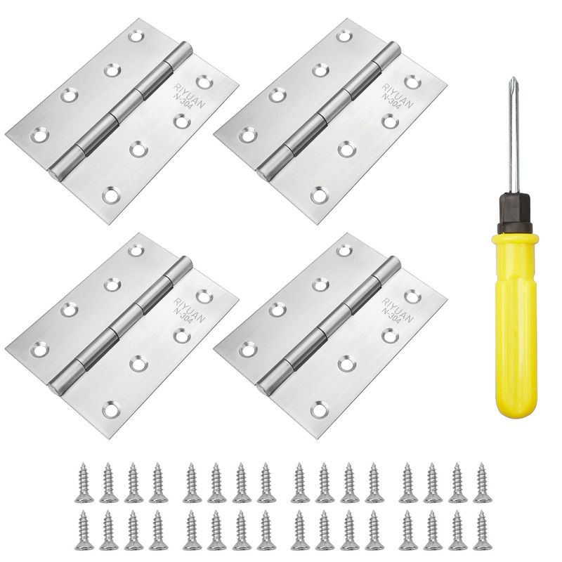 YSDMY 4 Pcs Timber Door Hinges(4Inch),100mm Stainless Steel Garage Goor ...