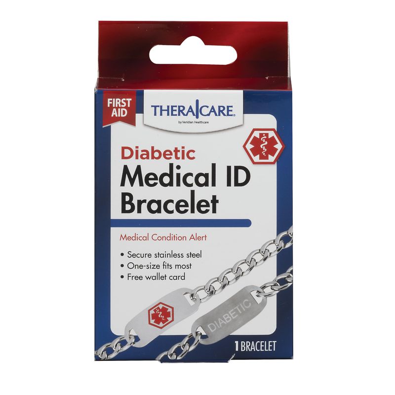Thera|Care Diabetic Medical ID Bracelet | Stainless Steel Chain Link ...