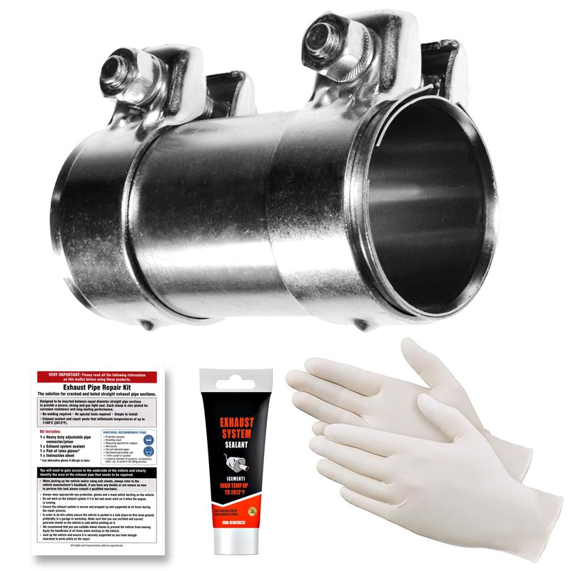 E-TECH Exhaust Repair Kit - Fits Exhaust Straight Pipe Diameters 63mm ...