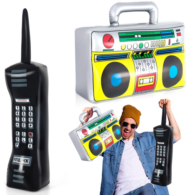 Inflatable Phone and Inflatable Radio Boombox,80s 90s Party Decorations ...