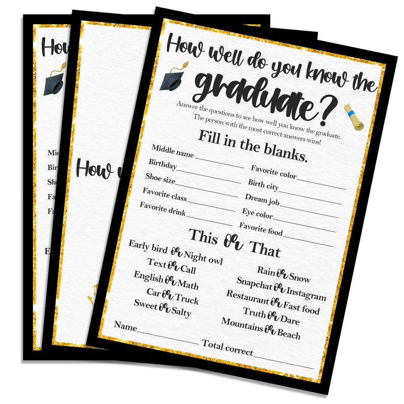 FRRCREU 20 Pcs Graduation Game Card Class of 2025, How Well do You Know ...