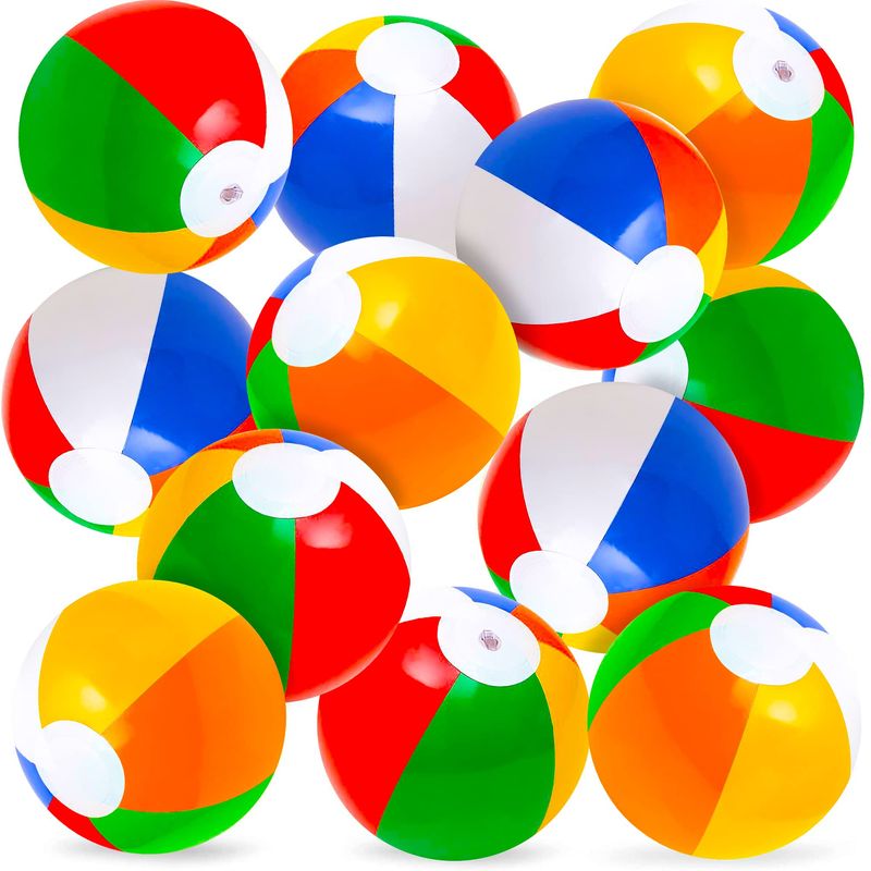 ArtCreativity Rainbow Inflatable Beach Balls Bulk (Pack of 12 ...