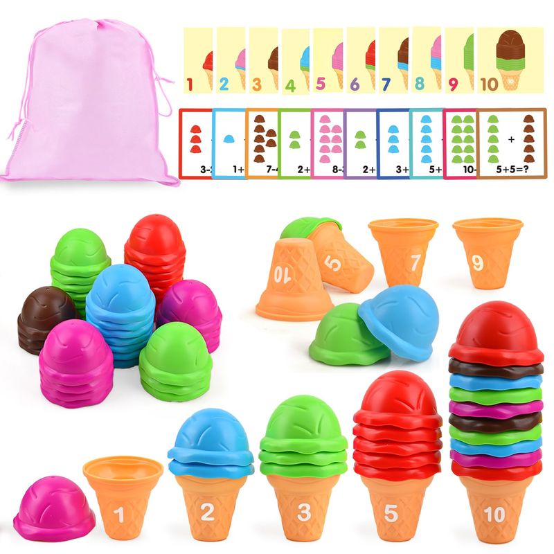 Sotodik Ice Cream Counting and Color Sorting Stacking Toys for Kids ...
