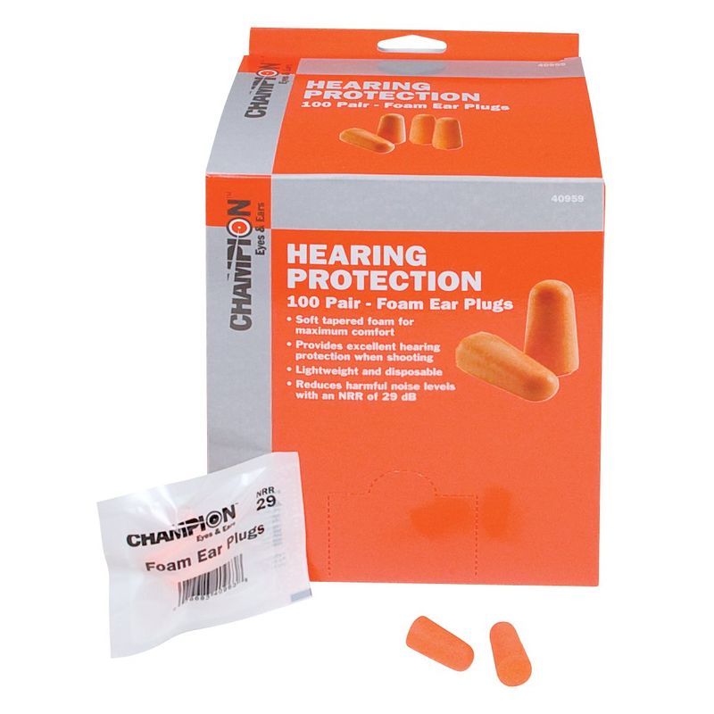 Champion Traps and Targets, Ear Plugs, 100 Pair, Foam, Orange (40959 ...