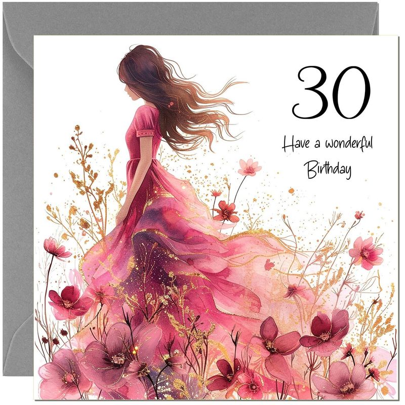 Beautiful 30th Birthday Card Female Elegant Girl - Special Birthday ...