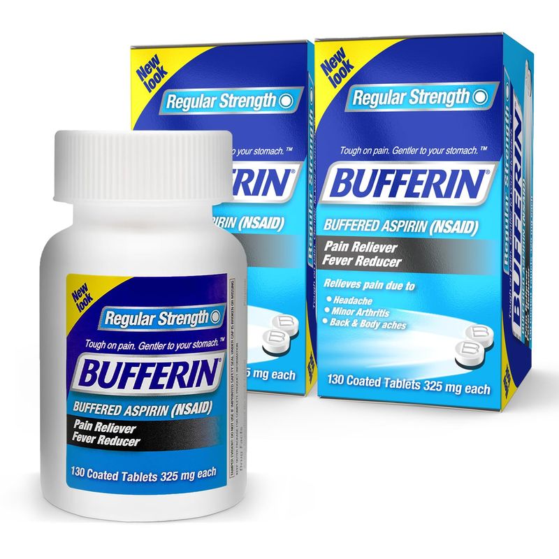 Bufferin Aspirin 325mg, Pain Reliever & Fever Reducer, with 3 Buffering ...