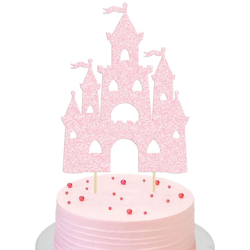 Ephlyn 1Pcs Castle Cake Topper Glitter Princess Castle Theme Birthday ...