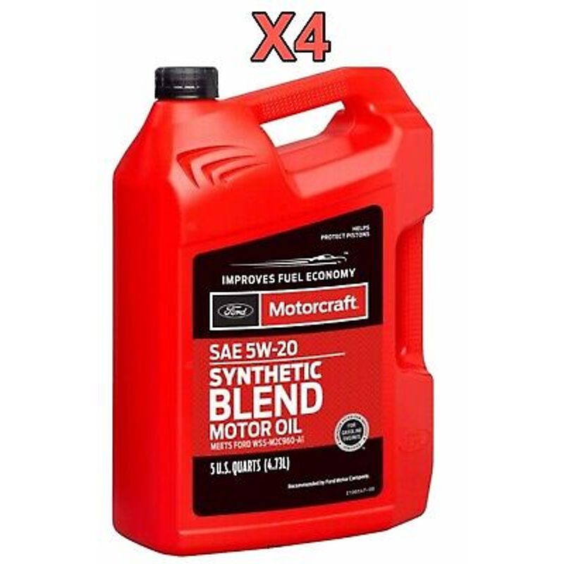 20 Quarts Engine Oil FORD MOTORCRAFT Premium Synthetic Blend SAE 5W-20 ...