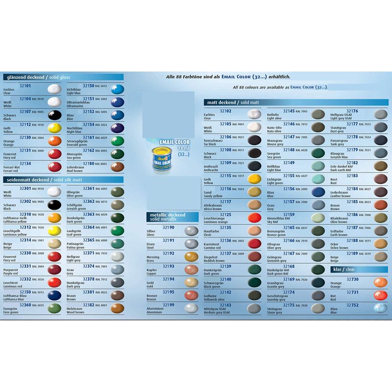 6 Revell 14ml Enamel Paints for Model Making You Can Choose the Colours ...