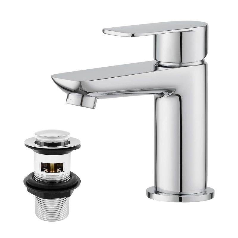Basin Taps with Pop Up Basin Waste, BATHWEST Modern Monobloc Single ...