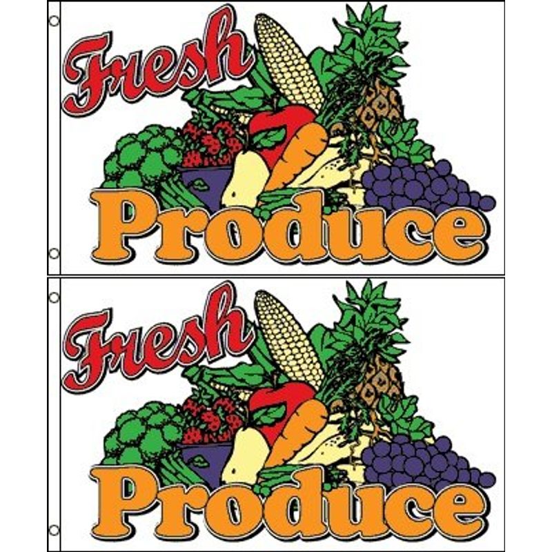 Fresh Produce Polyester Flag Banner Sign (Pack of 2) - Online ...