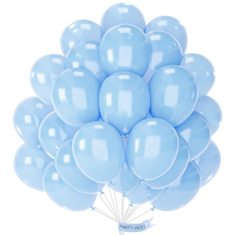PartyWoo Pearl Light Blue Balloons, 50 pcs 12 Inch Light Blue Balloons, Pearl Blue Balloons for ...