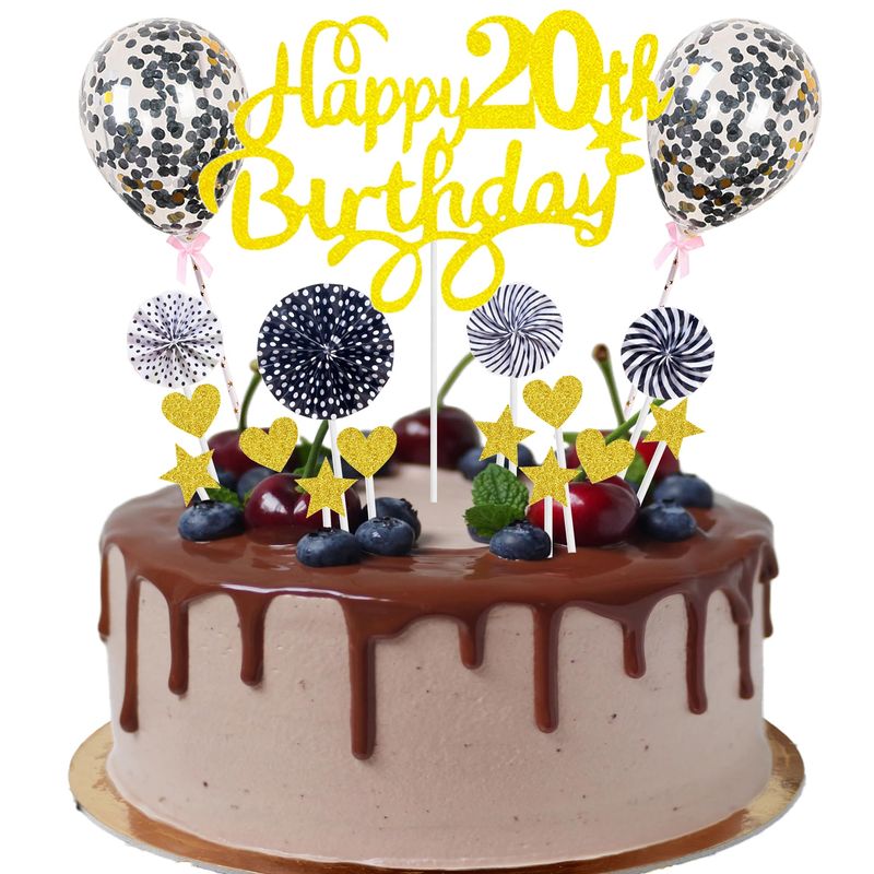 Happy 20th Birthday Cake Decoration 20 Years Man Women Cake Decoration ...