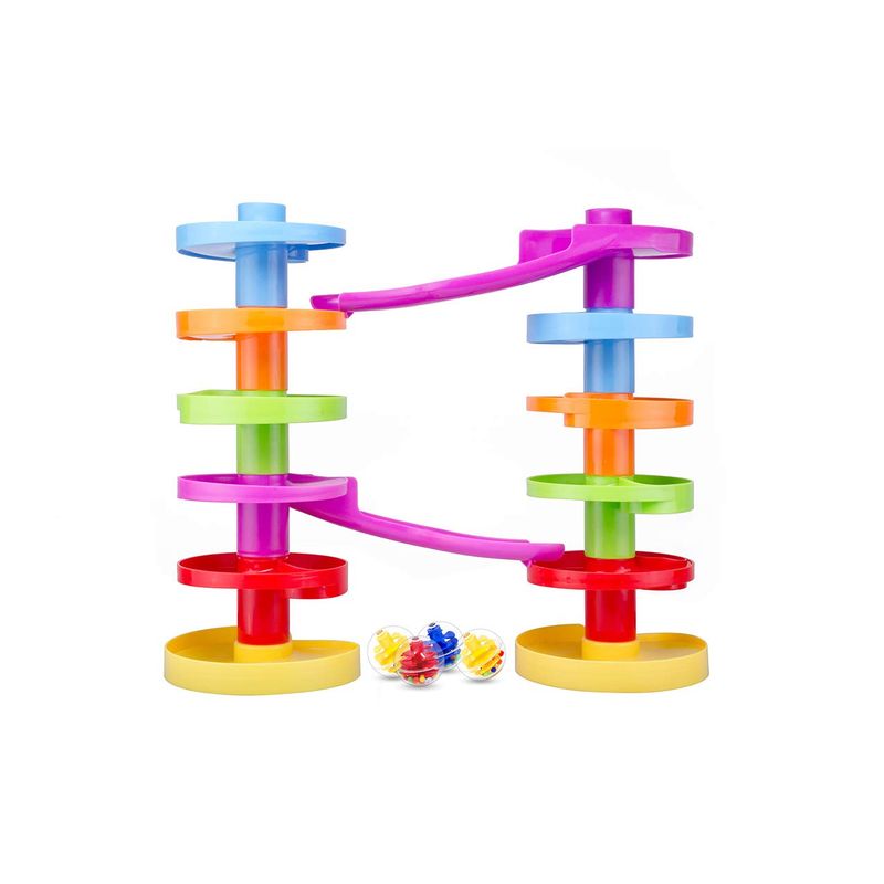 Ball Drop Educational Toy with Bridge - Advanced Spiral Swirl Ball Ramp ...
