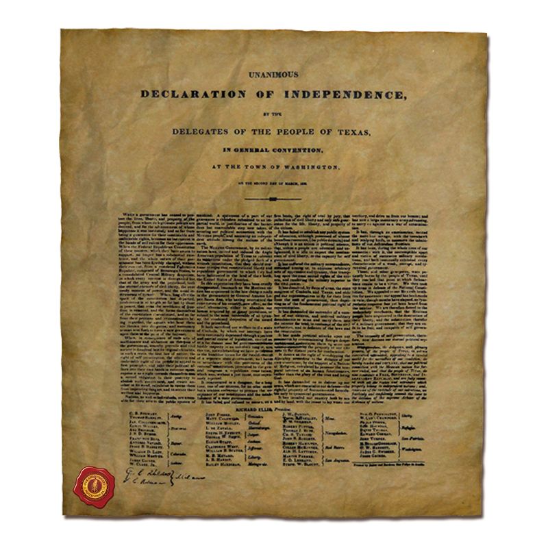 The Texas Declaration of Independence, Authentic Replica Printed on ...