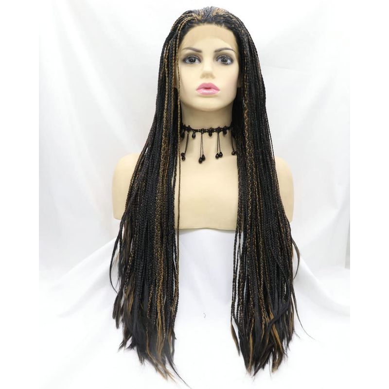 SereneWig Drag Queen Afro America Box Braided Wigs Black Highlight ...
