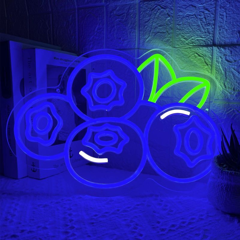 Blueberry Neon Sign for Wall Decor, Dimmable Fruit Blueberry Neon ...