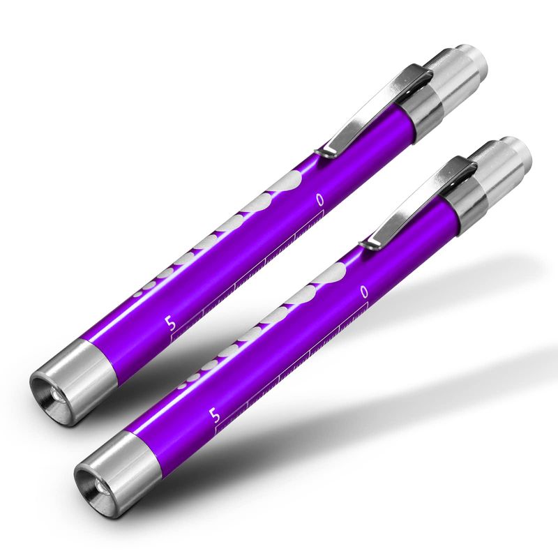 2pc Purple, RE-GEN Aluminium Re-Usable LED Doctors Nurses Pen Light ...