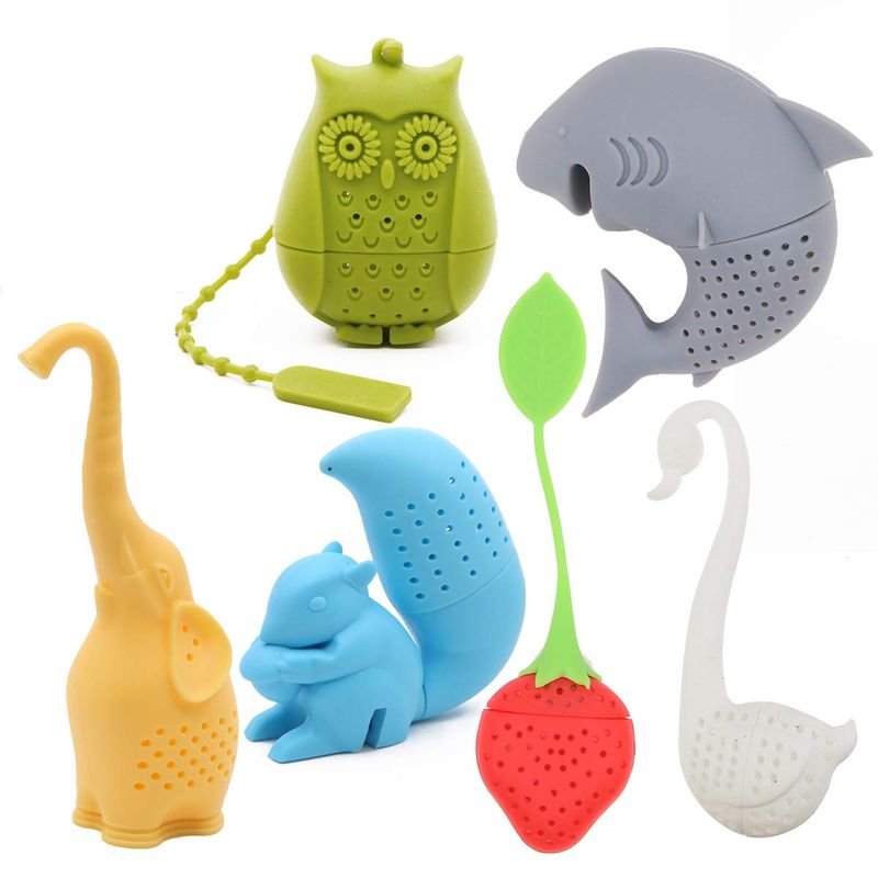 Creative Cute Animal Eco-friendly Silicone Tea Infuser Strainer Set of ...