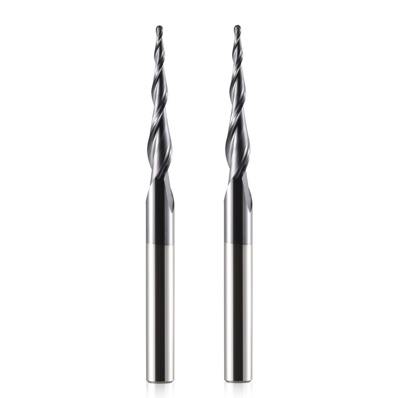 HOZLY Ball End Mill, Conical CNC Milling Cutter, Set of 2, R0.75 Spiral ...