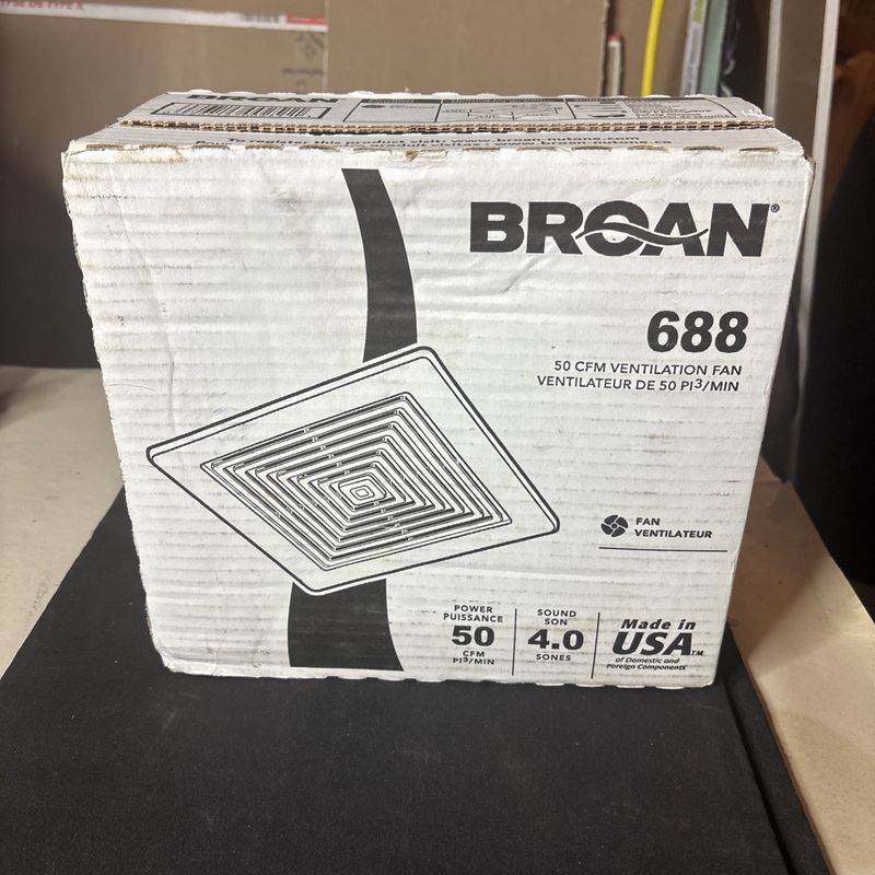 Broan 688 Ventilation Fan 50 CFM 4.0 Sones – Bathroom Exhaust New ...