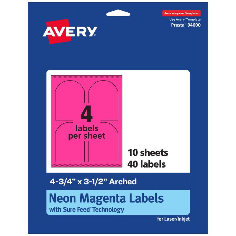 Avery Printable Arched Labels, Sure Feed Technology, 4-3/4" x 3-1/2 ...