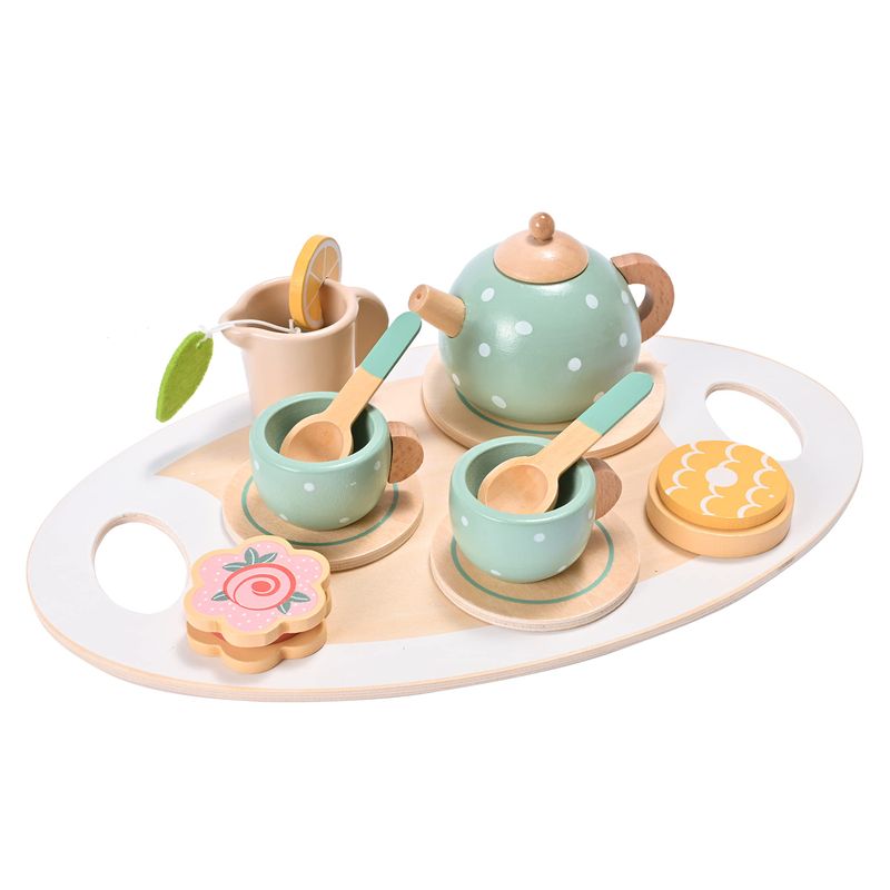 15pcs Wooden Tea Set for Little Girls, MONT PLEASANT Wooden Toys ...