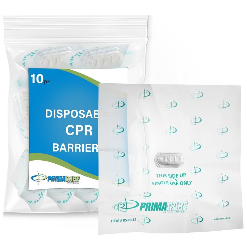 Primacare RS-8632-CS Pack of 10 First Responder CPR Barrier with One ...