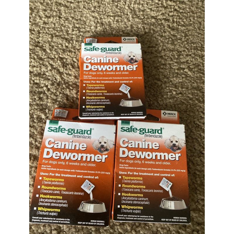 Safe Guard Dewormer Fenbendazole Small Dogs 10 lbs 3 Boxes Wormer Merck ...