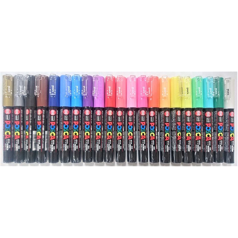Uni Posca Paint Marker Pen, Extra Fine Point(PC-1M), 21 Colors Set with ...