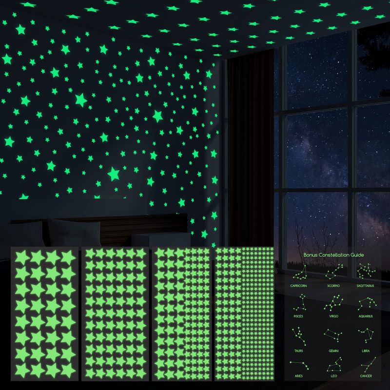 ECHOCUBE 521pcs Glow in The Dark Star, Realistic 3D Luminous Stars Wall ...