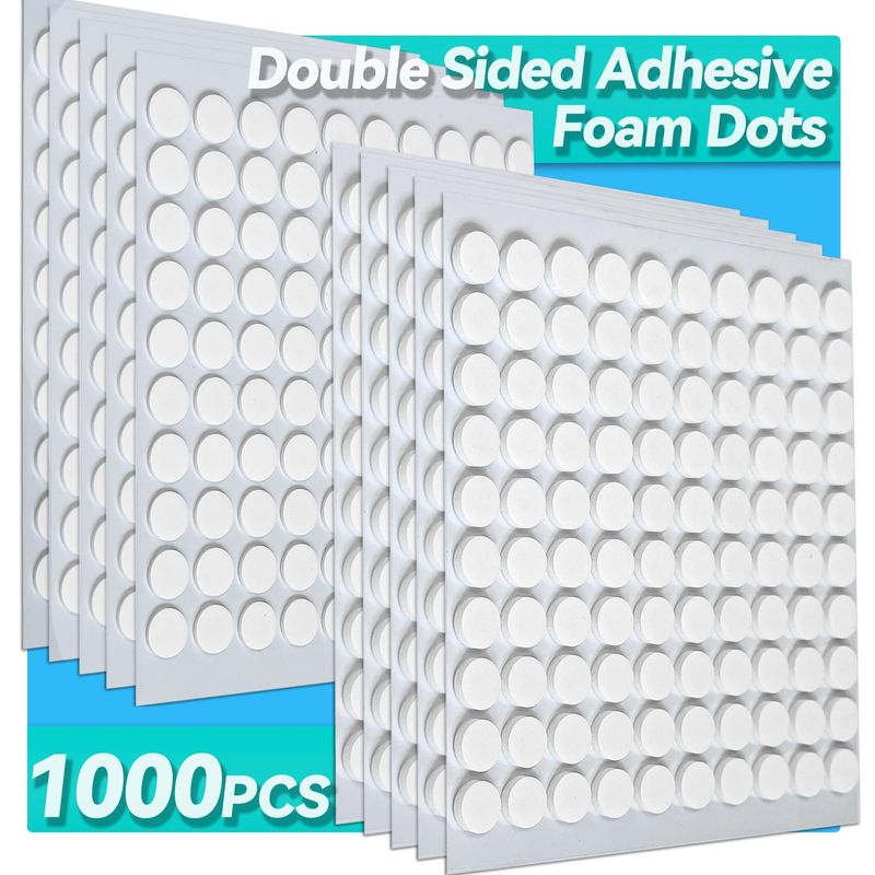 1000Pcs Double Sided Adhesive Foam Dots, 2mm and 1mm Thick Tape for ...