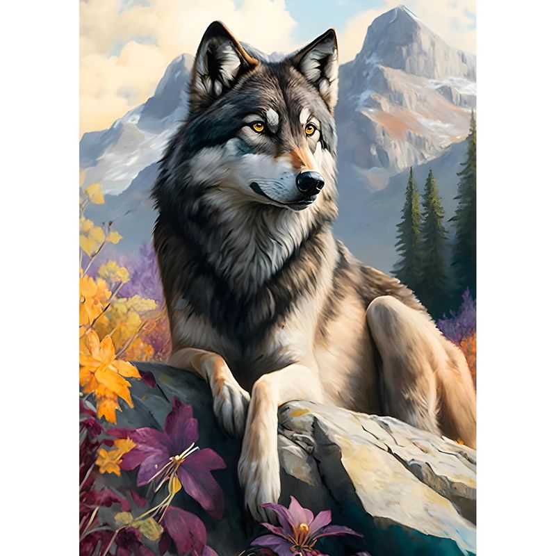 DPHERO DIY Wolf Diamond Painting Kits for Adults,5D Flowers Diamond Art ...