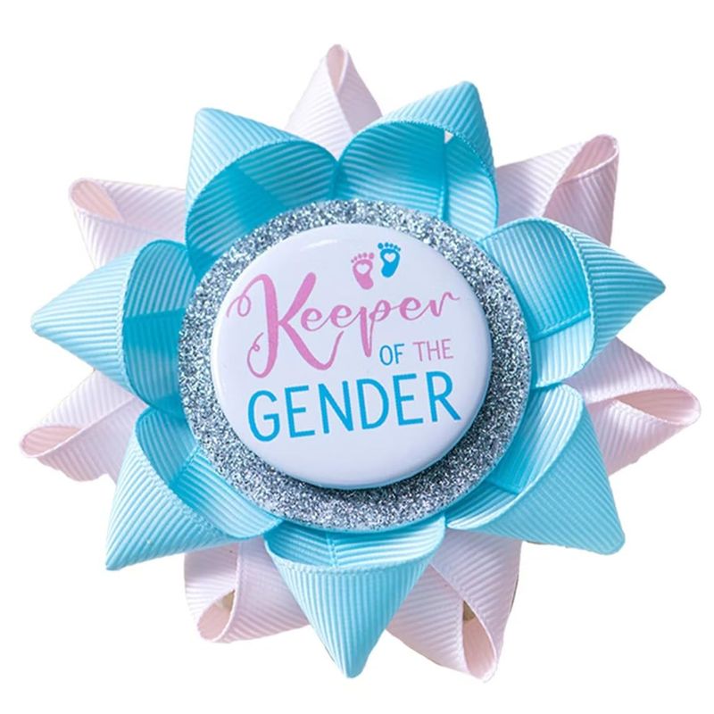 Keeper of the Gender Pin, Pink and Blue Gender Reveal Party Decorations ...