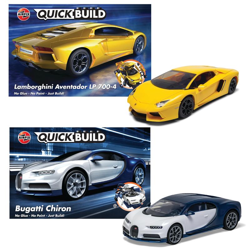 Airfix QUICKBUILD Lamborghini Aventador White & Bugatti Chiron Car ...