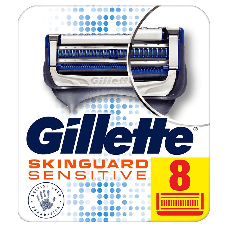 Gillette SkinGuard Sensitive Razor Blades Men, Pack of 8 Razor Blade ...