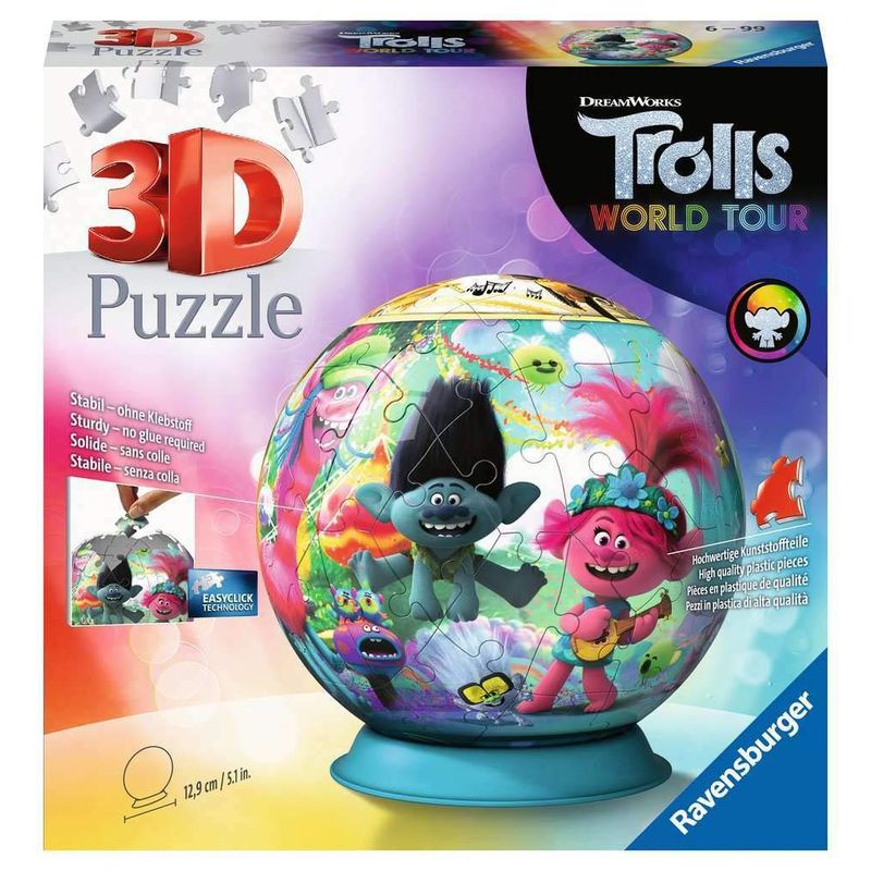Ravensburger 3D Puzzle 11169 - Puzzle-Ball Trolls - 72 Teile - Puzzle ...