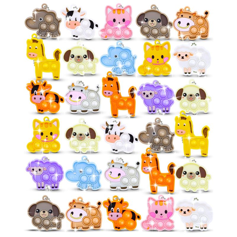 FILMINK 30 PCS Pop Fidget Toys Party Favors for Kids Bulk Mini Pop Keychain It Birthday Goodie ...