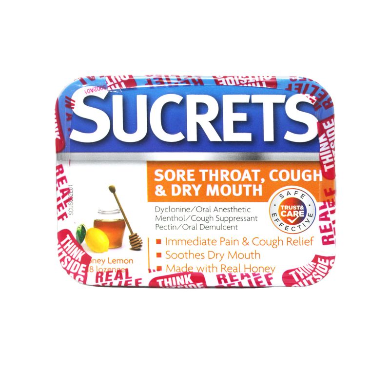 Sucrets Dry Mouth Lozenges Honey Lemon Cough & Pain Relief 18 CT ...