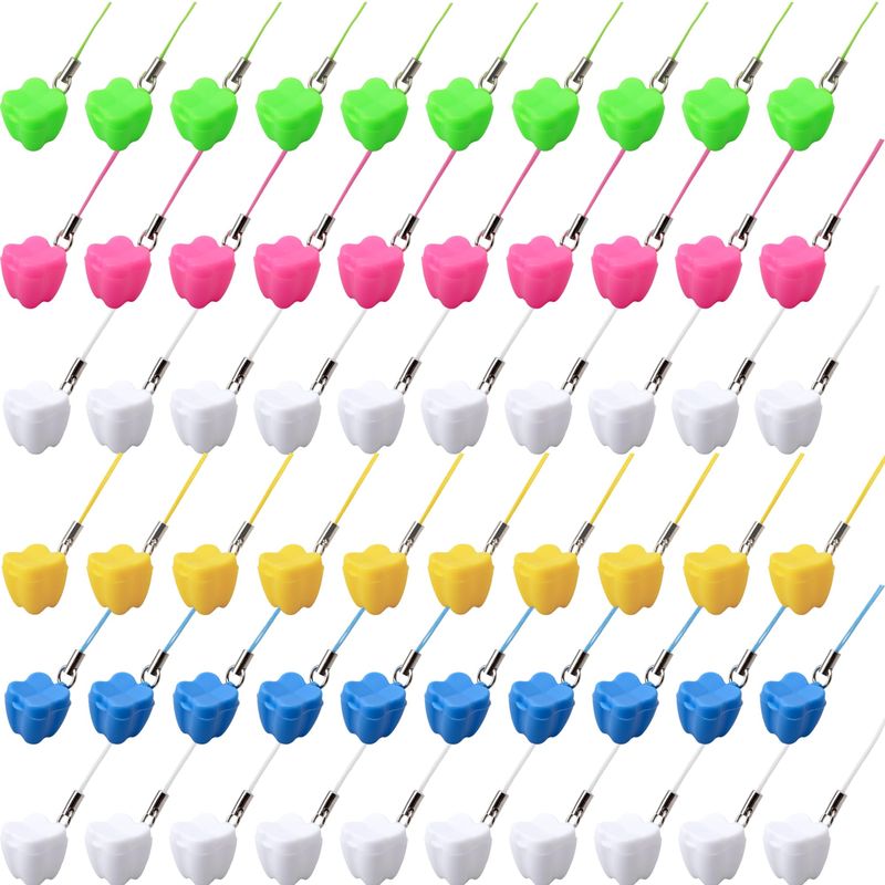 60 Pcs Plastic Tooth Savers Necklace Colorful Tooth Holders Tooth ...