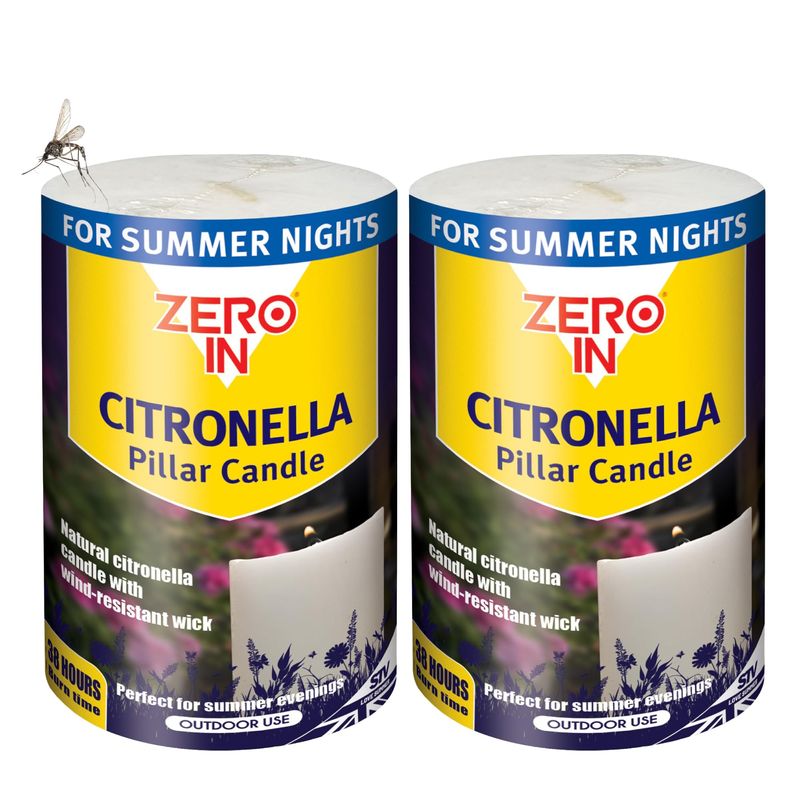 Zero In Citronella Pillar Candle – Mosquito Repellent for The Home ...