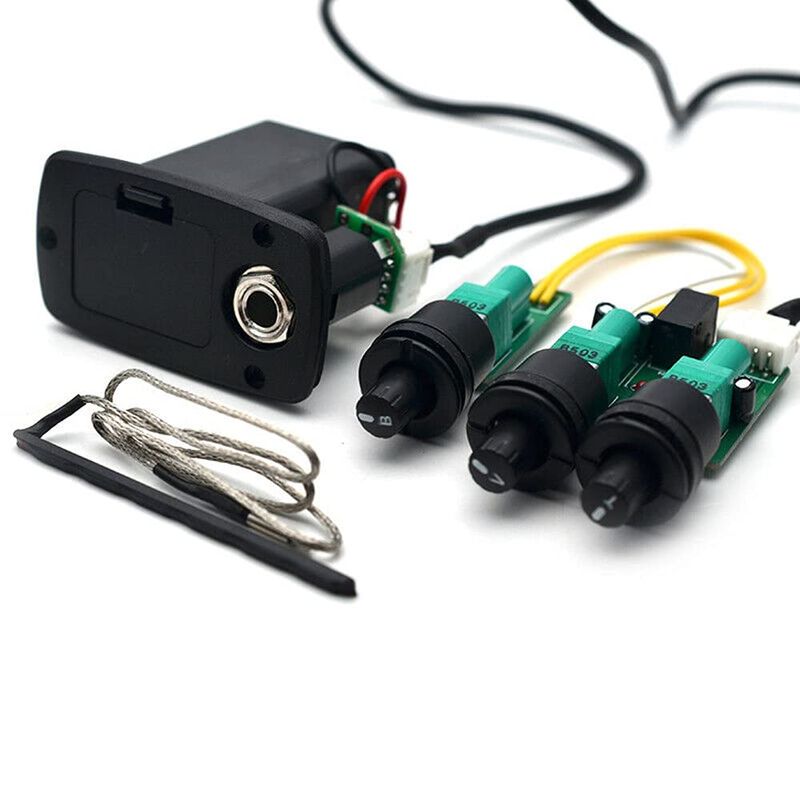 1 Set 3 Band Guitar Piezo Pickup Preamp System Kit for Taylor Acoustic ...