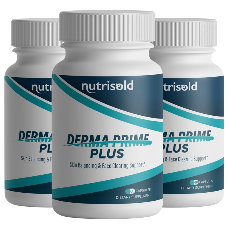 Derma Prime Plus Skin Balancing & Face Clearing Support 3 Bottles 180 ...