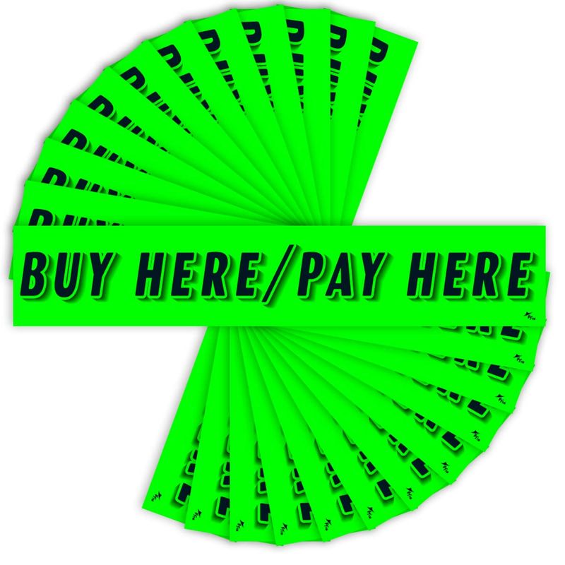 Versa Tags Dealership Stickers 12 Pack of Buy Here Pay Here Stickers ...