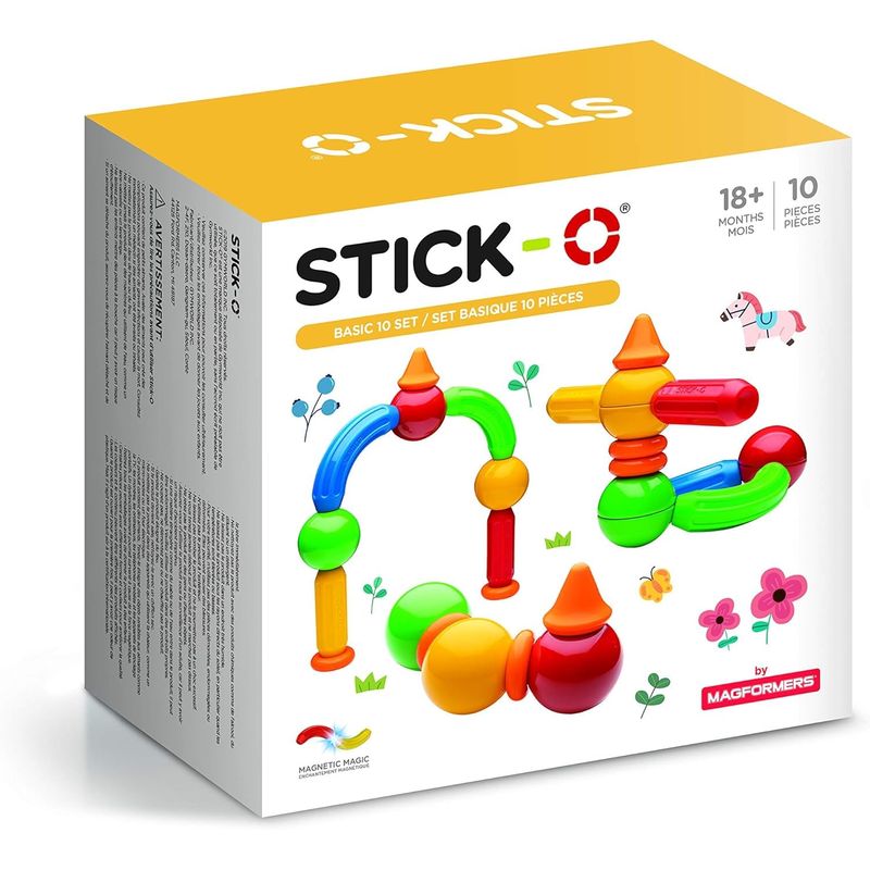 Stick-O Basic 10-piece Magnetic Building Blocks Toy. Preschool STEM Toy ...
