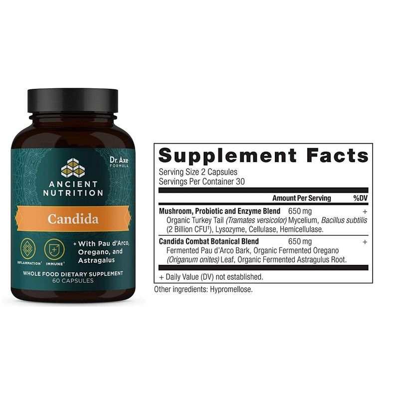 Dr Axe Gut Health Supplement 60 Candida Capsules, Provides Constipation ...