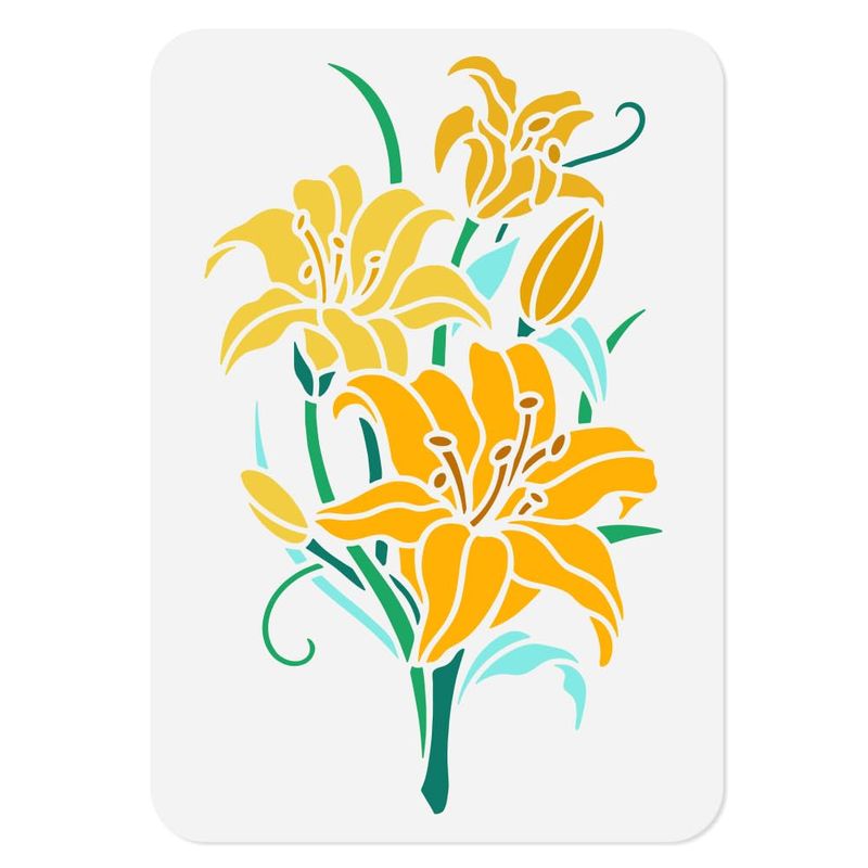 DOODLREAM 30 x 30cm Lily Wall Stencil Templates, Reusable Plastic ...