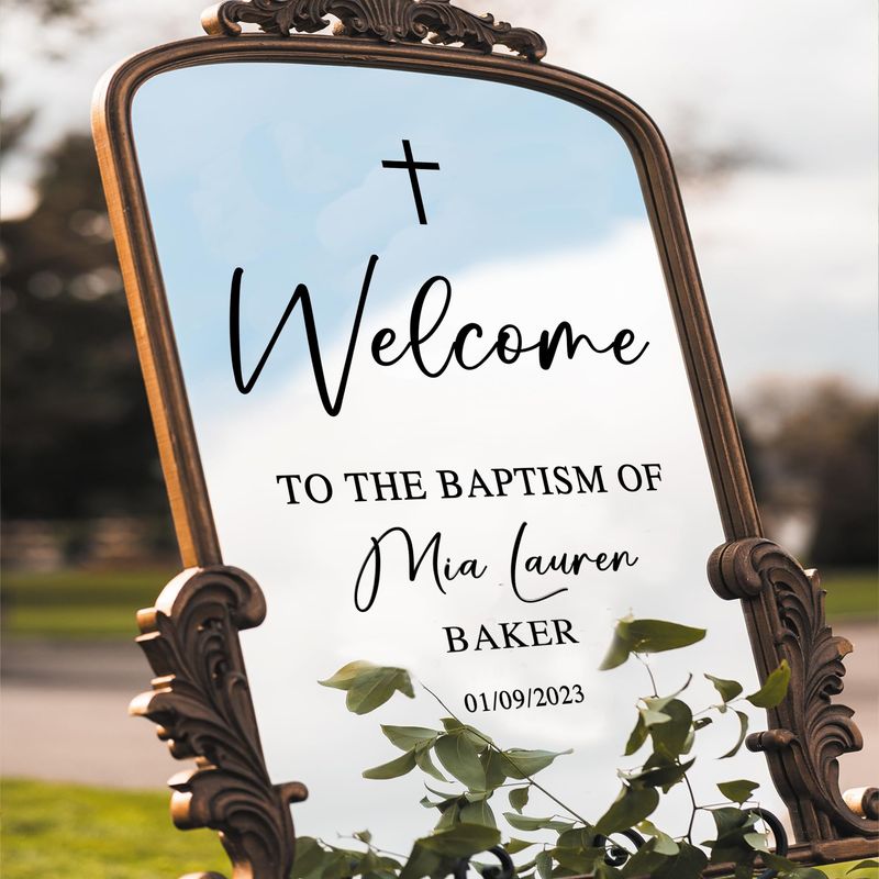 Baptism Welcome Sign for Mirror Or Board - Personalise with Full Name ...